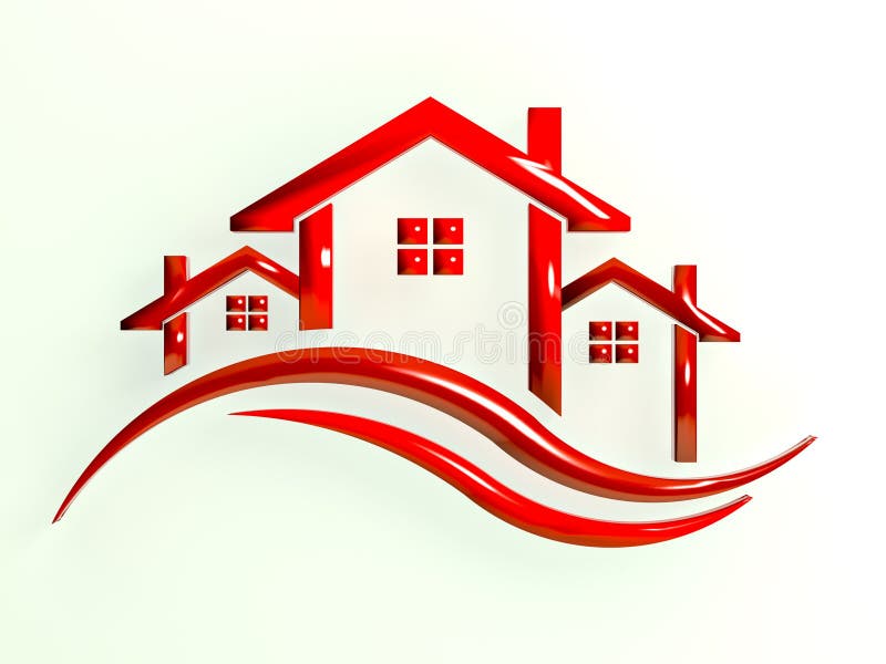 Logo Houses Rouge Avec Des Vagues Illustration Stock - Illustration du ...