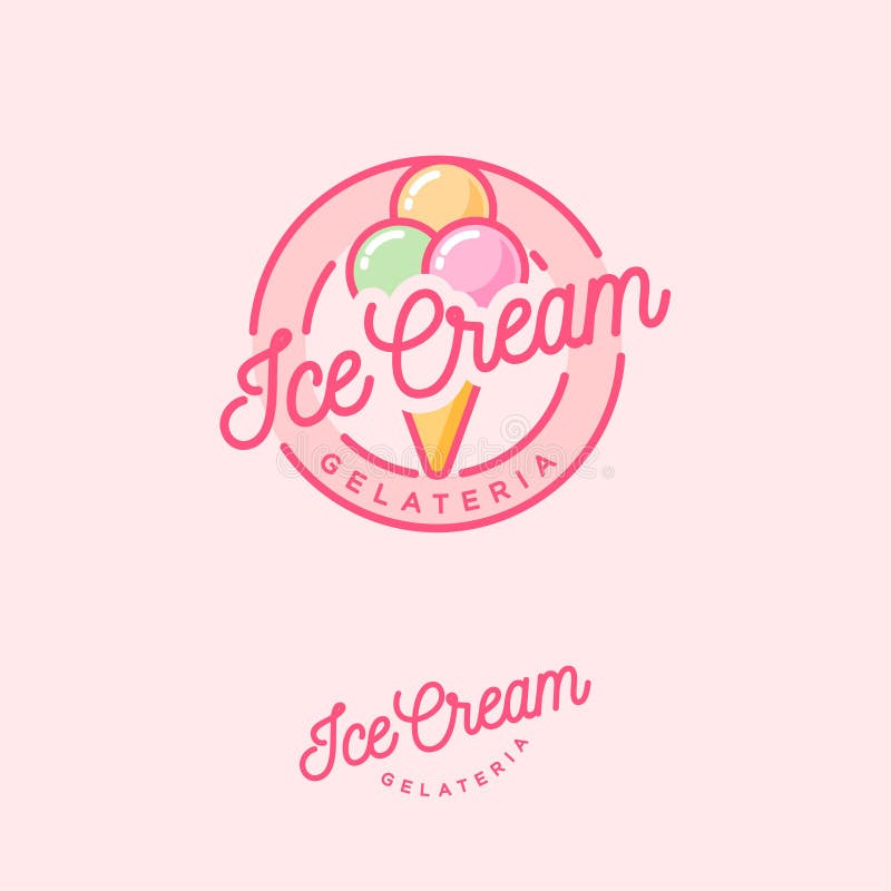 Logo Ice Cream. Italian Ice Cream Emblem. Ice Cream in a Waffle Cone ...