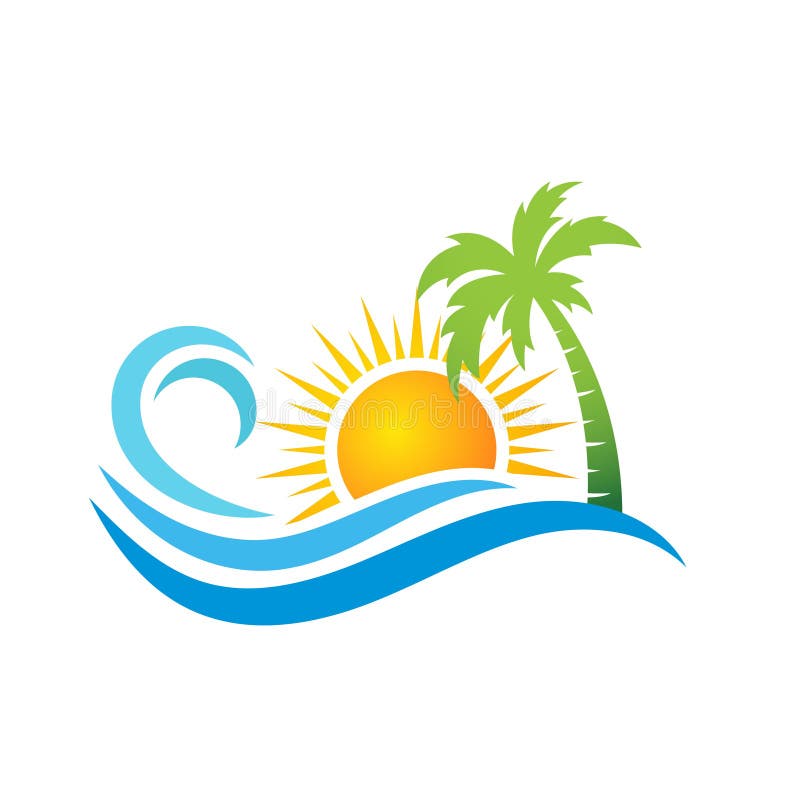 Beach Logo with Coco Tree Vector Icon. Stock Vector - Illustration of ...