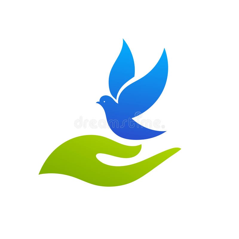 Dove Icon with Hand Symbol. Stock Vector - Illustration of fracture ...