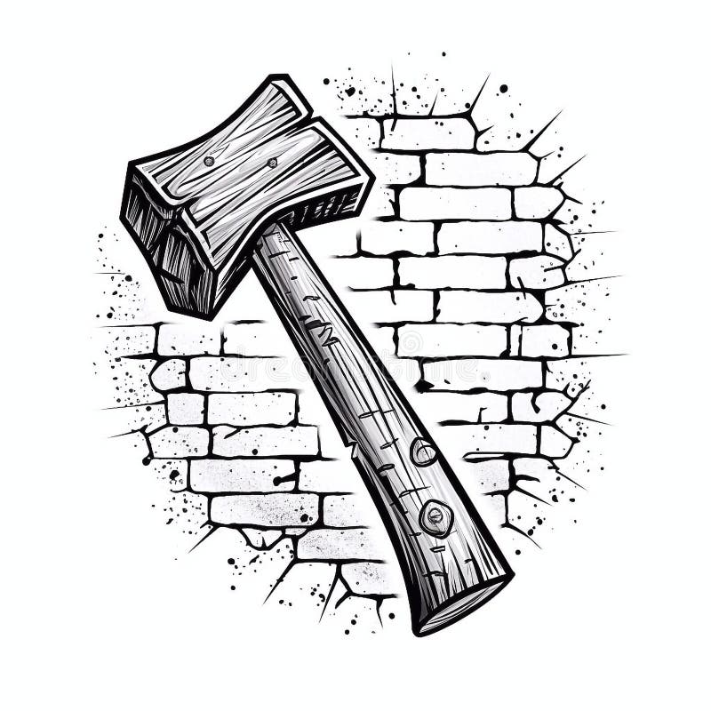 Hammer and Brick Wall. Logo for a Construction Company Stock ...