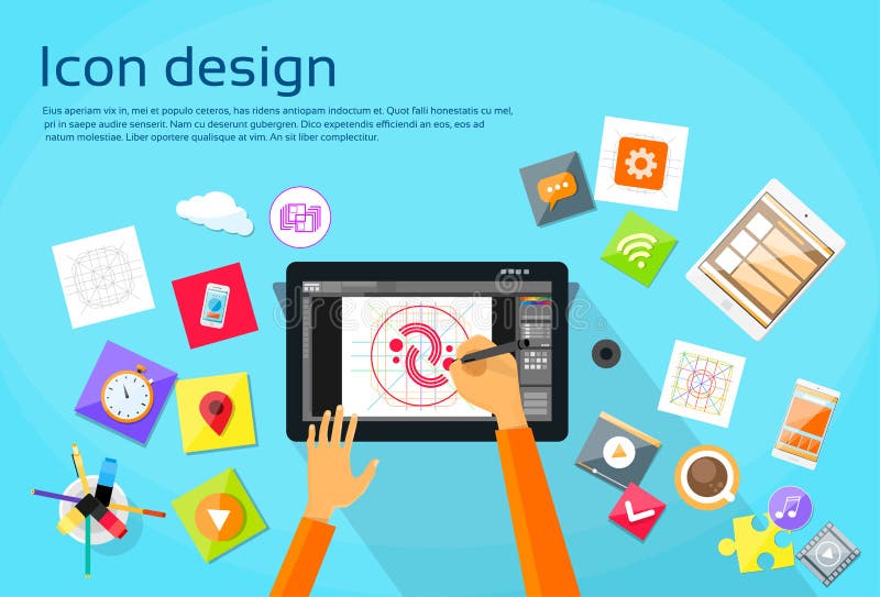 Logo Icon Designer Professional Tablet Drawing Stock Vector ...