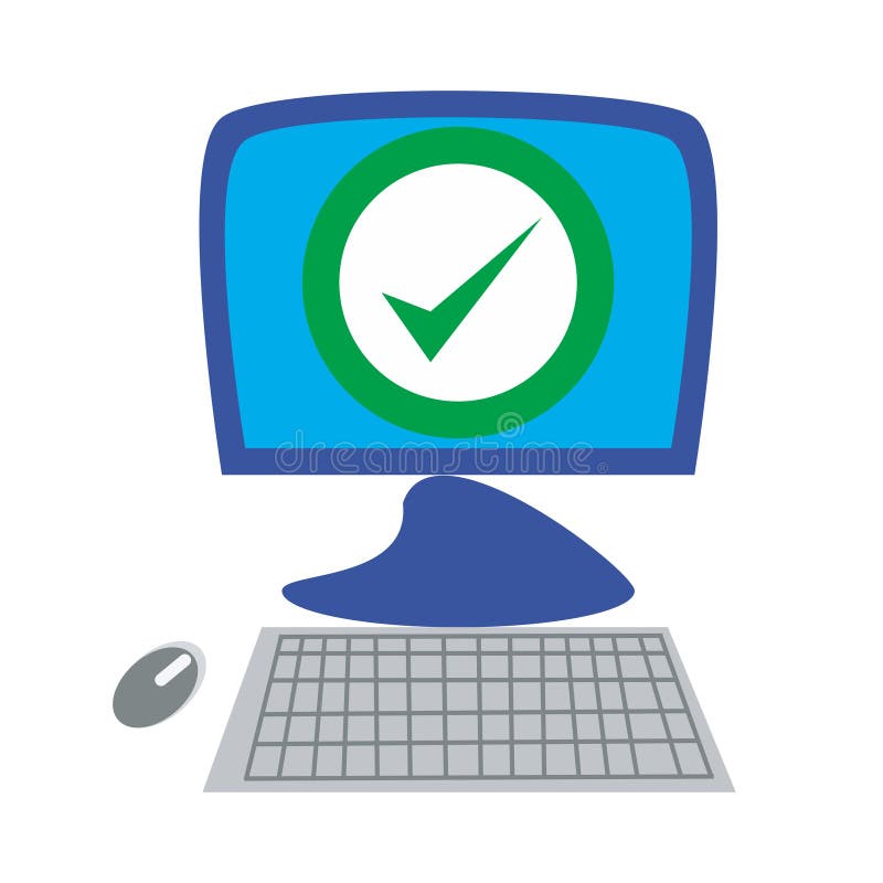Computer with Check Mark Logo or Illustration Stock Illustration ...