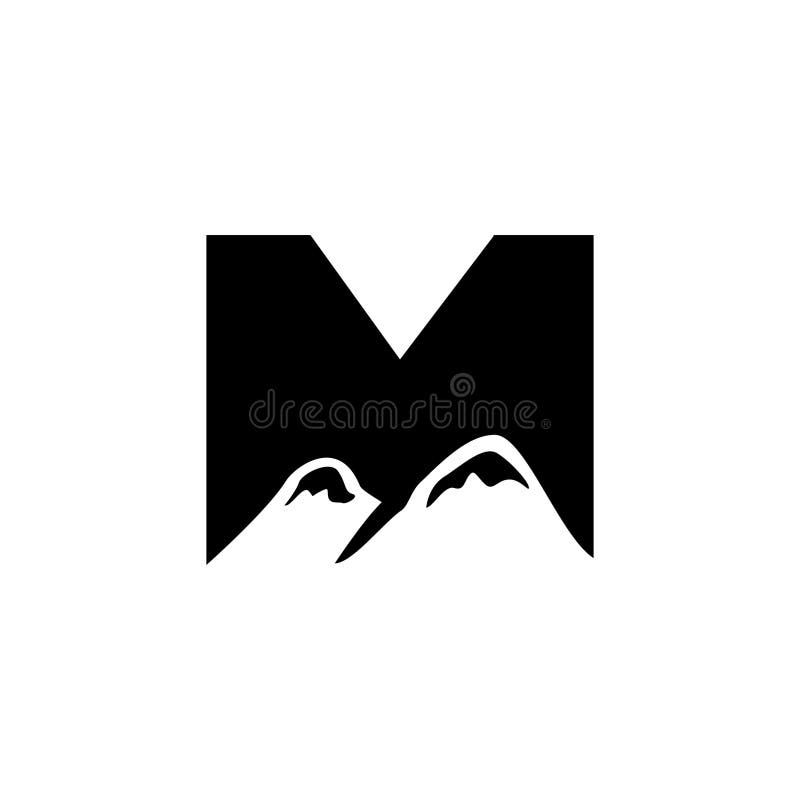 Logo Illustration Vector of Letter M Mountain Negative Space Stock ...