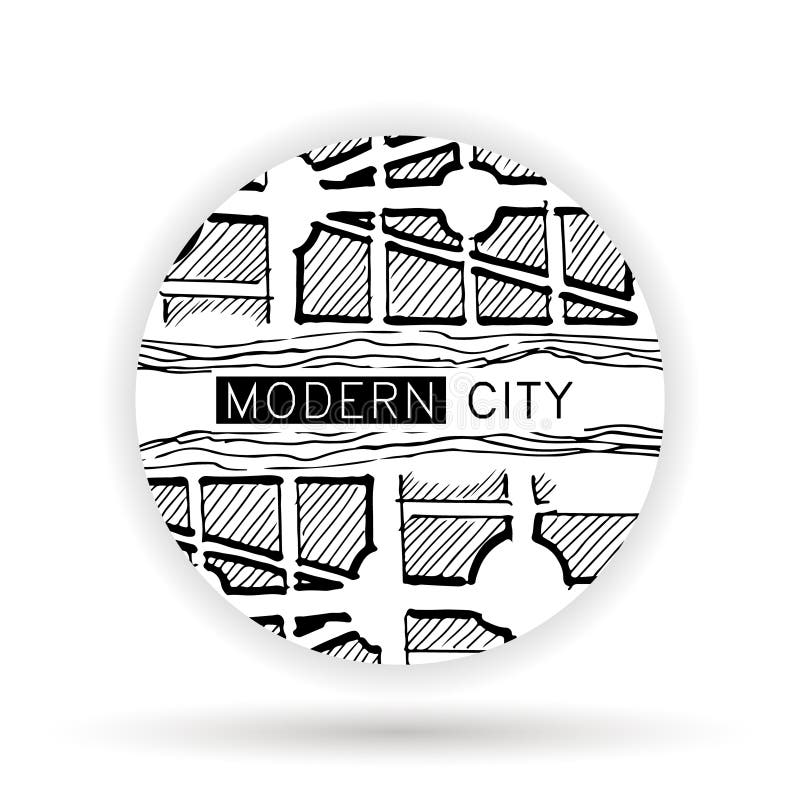 Logo with Ink Doodle Maps, Architecture Drawing Stock Vector ...