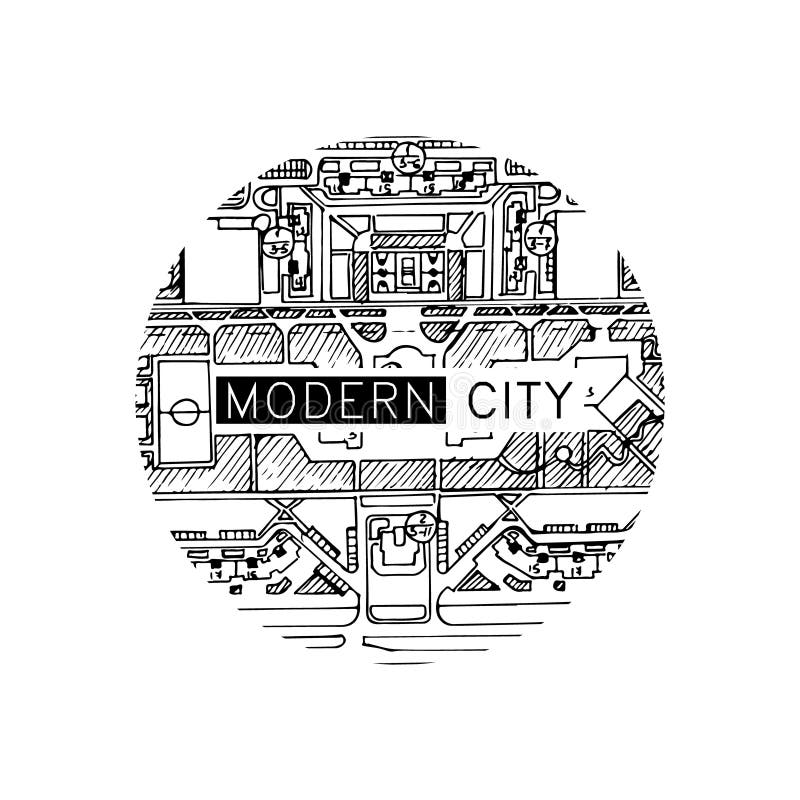 Logo with Ink Doodle Maps, Architecture Drawing Stock Vector ...