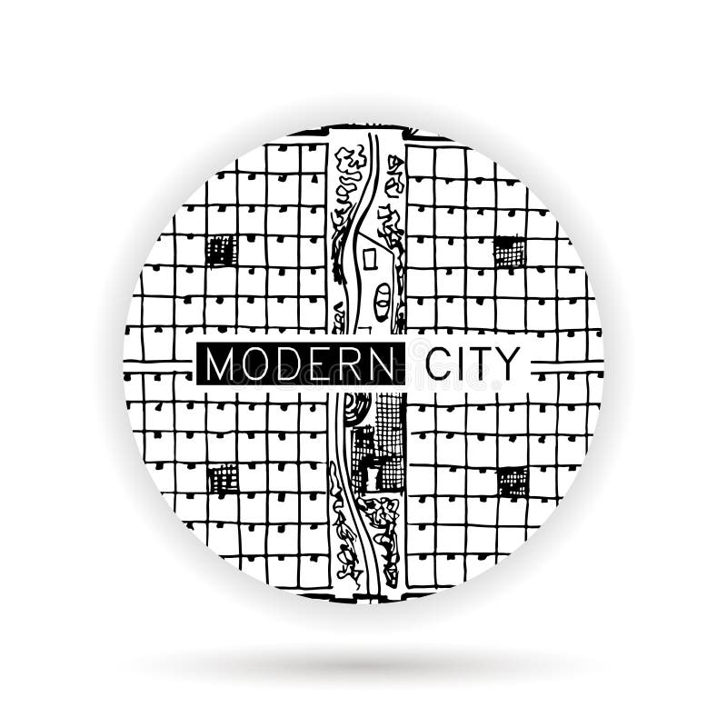 Logo with Ink Doodle Maps, Architecture Drawing Stock Vector ...