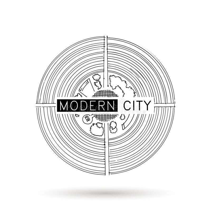 Logo with Ink Doodle Maps, Architecture Drawing Stock Vector ...