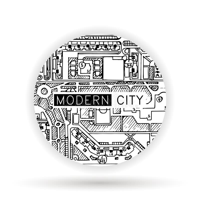 Logo with Ink Doodle Maps, Architecture Drawing Stock Vector ...