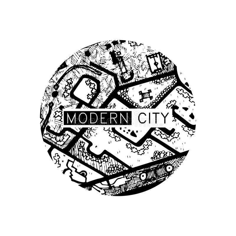 Logo with Ink Doodle Maps, Architecture Drawing Stock Vector ...