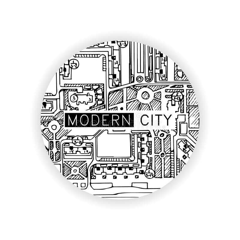 Logo with Ink Doodle Maps, Architecture Drawing Stock Vector ...