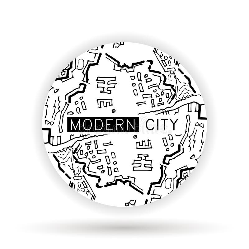 Logo with Ink Doodle Maps, Architecture Drawing Stock Vector ...