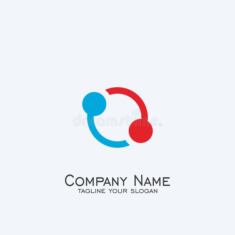 Connect Logo, Rounded Style, Blue and Red Color. Vector Icons. Stock ...