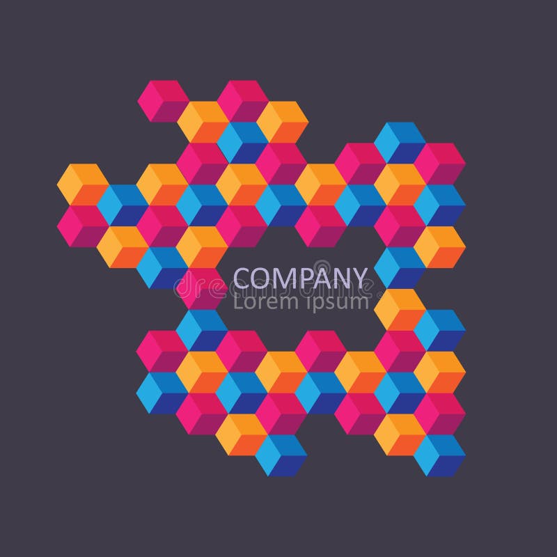 Logo Isometrico Cubico Geometrico O Emblema Illustrazione Vettoriale ...