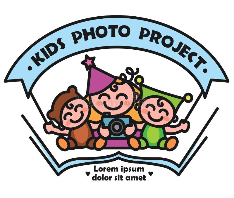 Logo kids photo project stock vector. Illustration of symbol - 129396976
