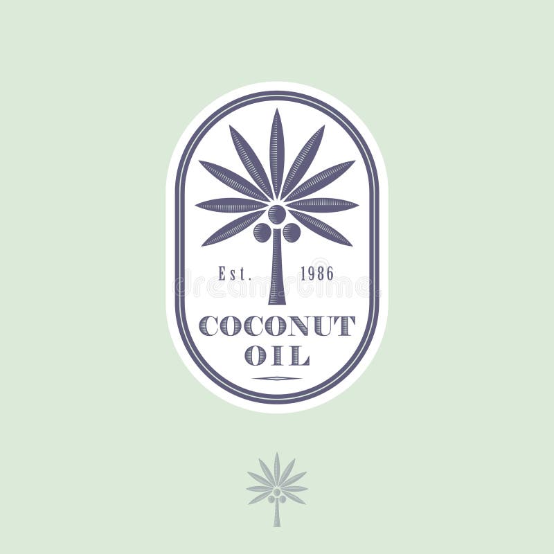 Logo and Label for Coconut Oil for Packaging. Coconut Tree with Letters ...
