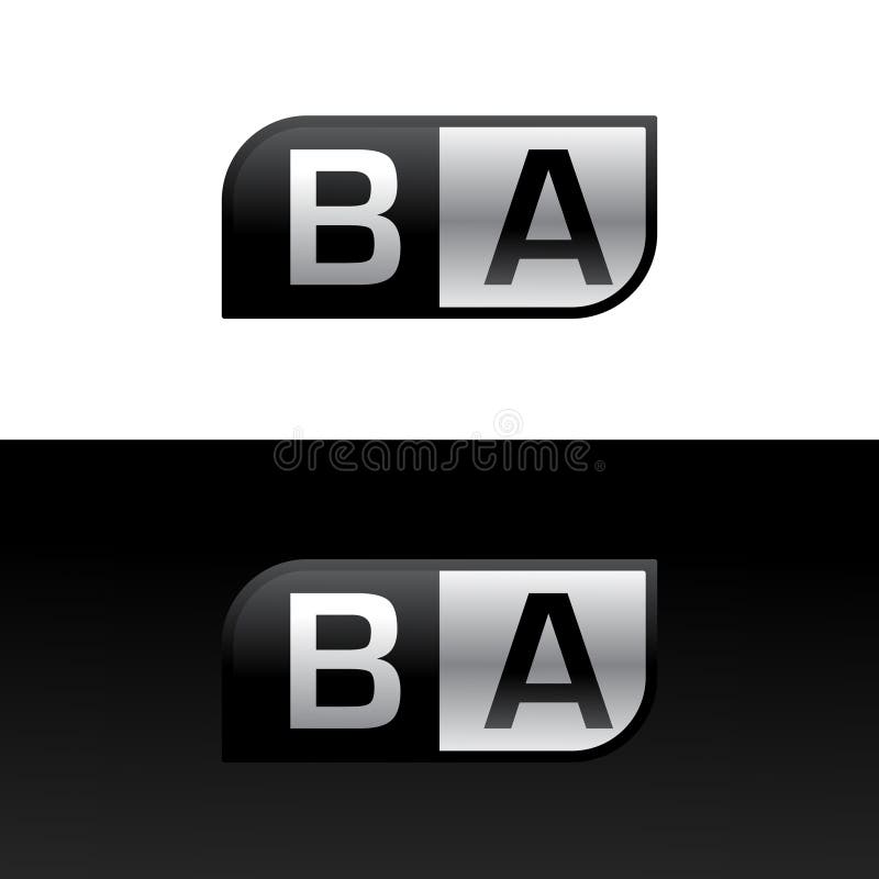 Logo Letter BA with Two Different Sides. Negative or Black and White ...