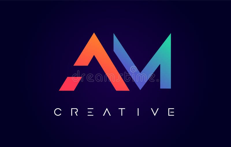 Am Logo Letter Design with Modern Creative Concept and Orange Blue ...