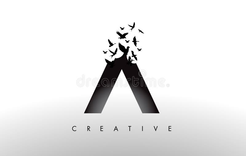 A Logo Letter with Flock of Birds Flying and Disintegrating from Stock ...