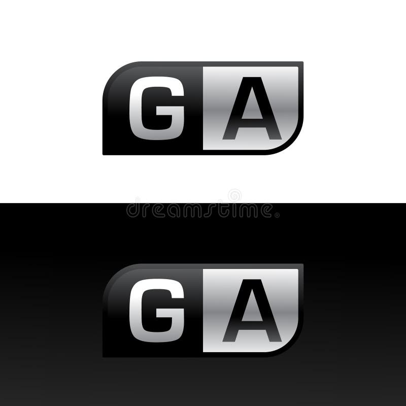 Logo Letter GA with Two Different Sides. Negative or Black and White ...
