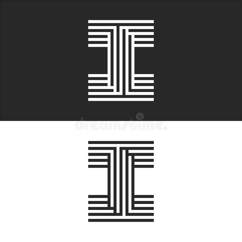 Logo or Letter I Monogram Geometric Maze Pattern Shape Black and White ...