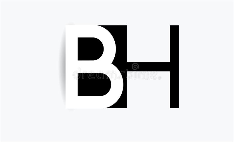Logo Letter Symbols Shadow Black White B H Stock Illustration ...