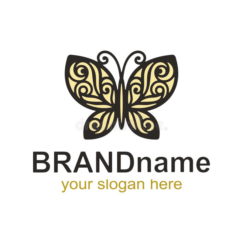 Logo Light Yellow Butterfly with a Black Outline and an Openwork ...