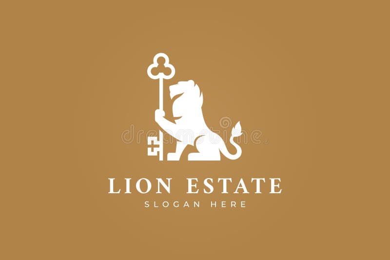 Logo Lion Holding Key Estate Stock Vector - Illustration of royal ...