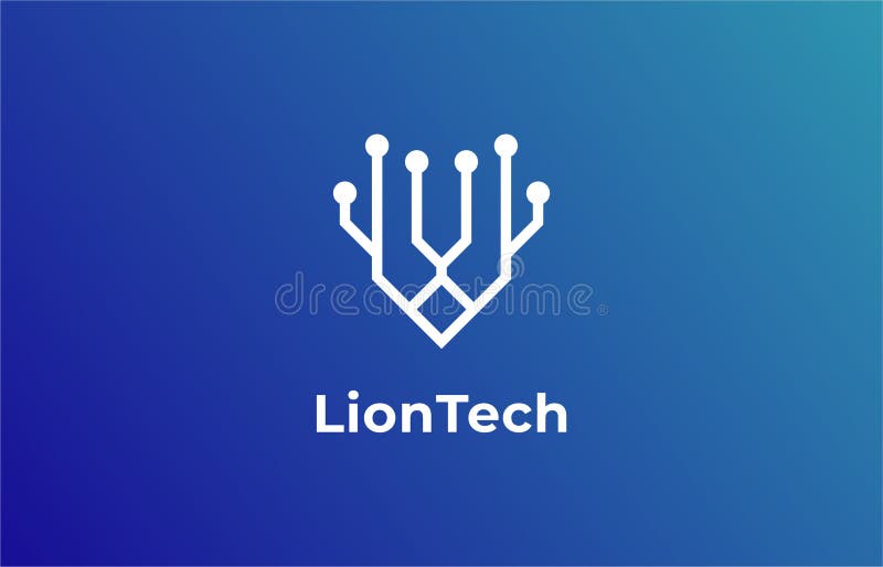 Logo Lion or Tiger with Technology Concept Stock Vector - Illustration ...