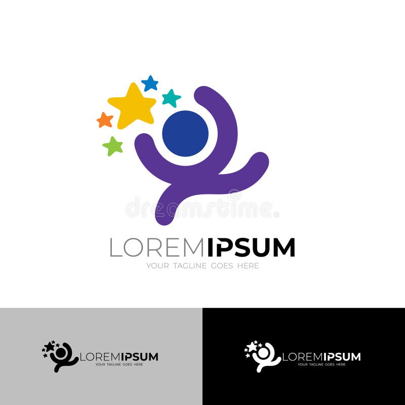 Logo of a Little Boy Running after a Star Stock Illustration ...