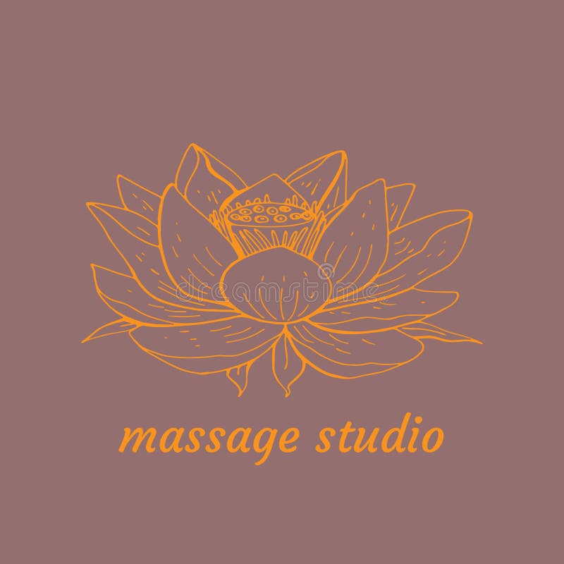 Logo with Lotus Flower and Text Massage Studio Stock Illustration ...