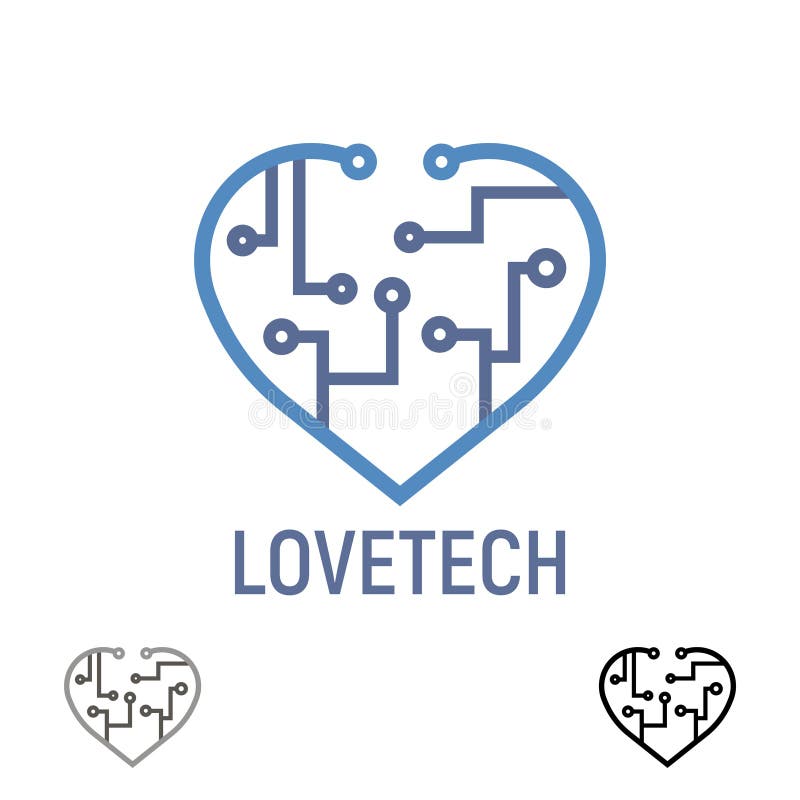 Logo Love Tech, Heart. Technology Concept Design Stock Vector ...