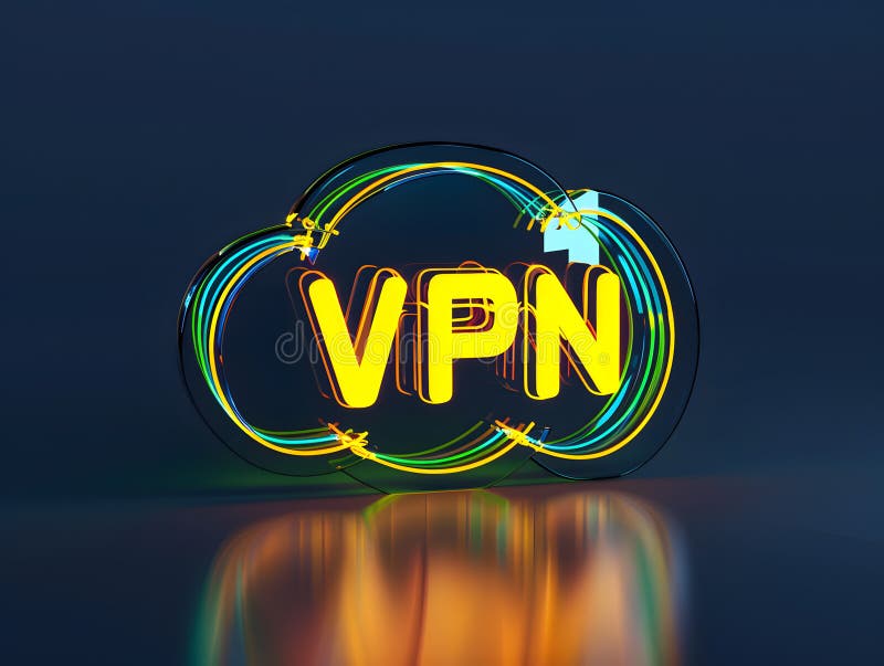 Illustration of VPN Cloud Network Concept on Dark Background Stock ...