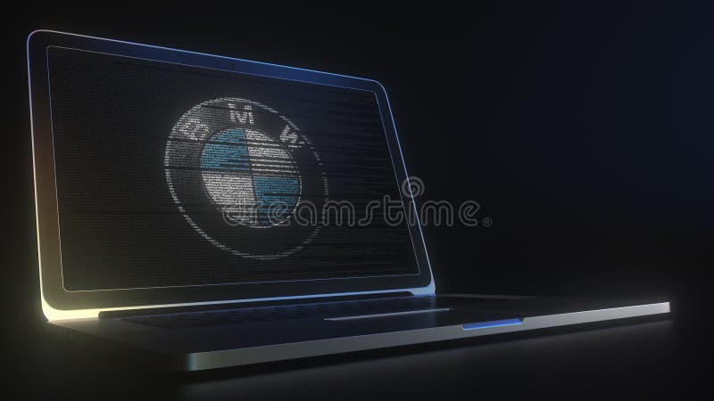 Computer Screen with the Logo of BMW Made with Source Code. Editorial ...