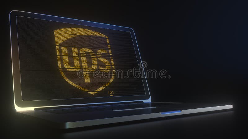 UPS Logo Made with Computer Code on the Laptop Screen. Editorial ...