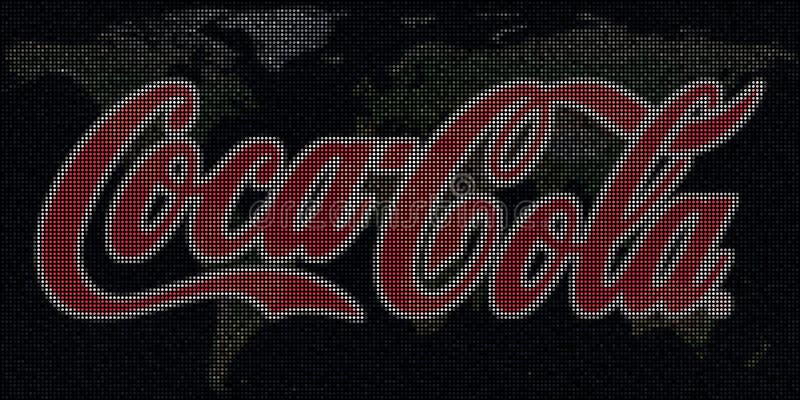 Logo of COCA-COLA Made with Dots and the World Map. Editorial ...