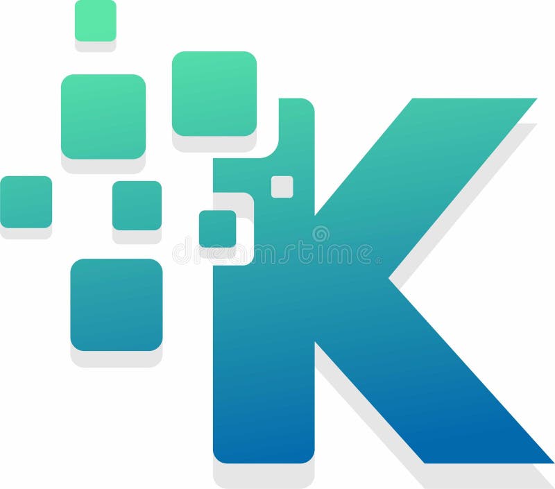 Vector Colorful Letter K with Digital Logo Stock Vector - Illustration ...