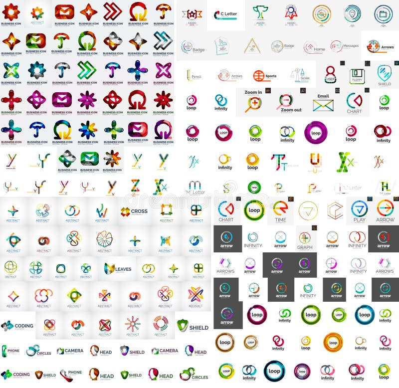 Logo mega collection stock vector. Illustration of blue - 49947747