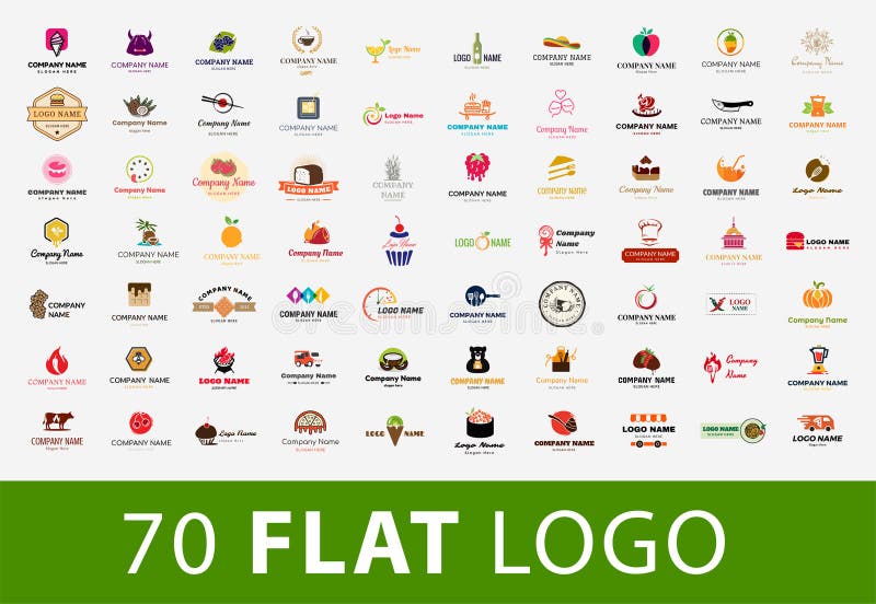 Logo Mega Collection. Food and Drink Vector Logo Set on Various Topics ...