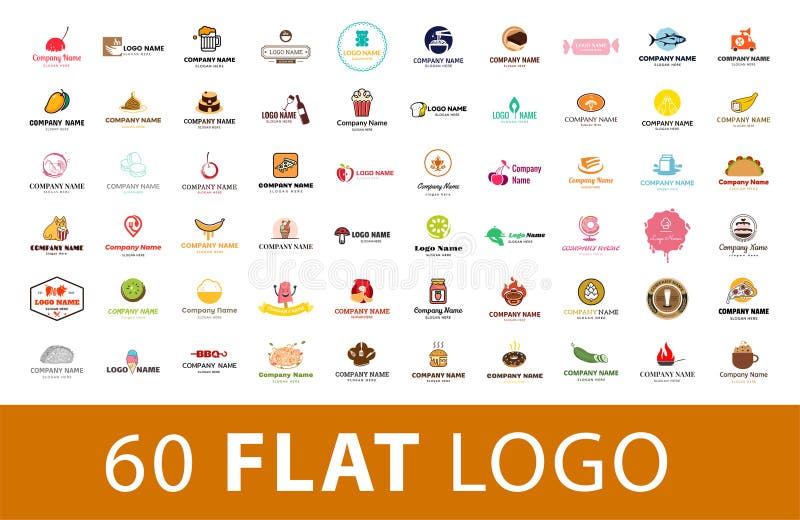Logo Mega Collection. Food and Drink Vector Logo Set on Various Topics ...