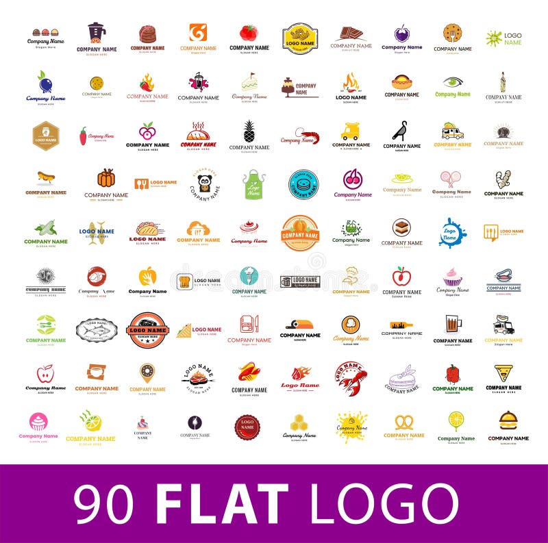 Logo Mega Collection. Food and Drink Vector Logo Set on Various Topics ...