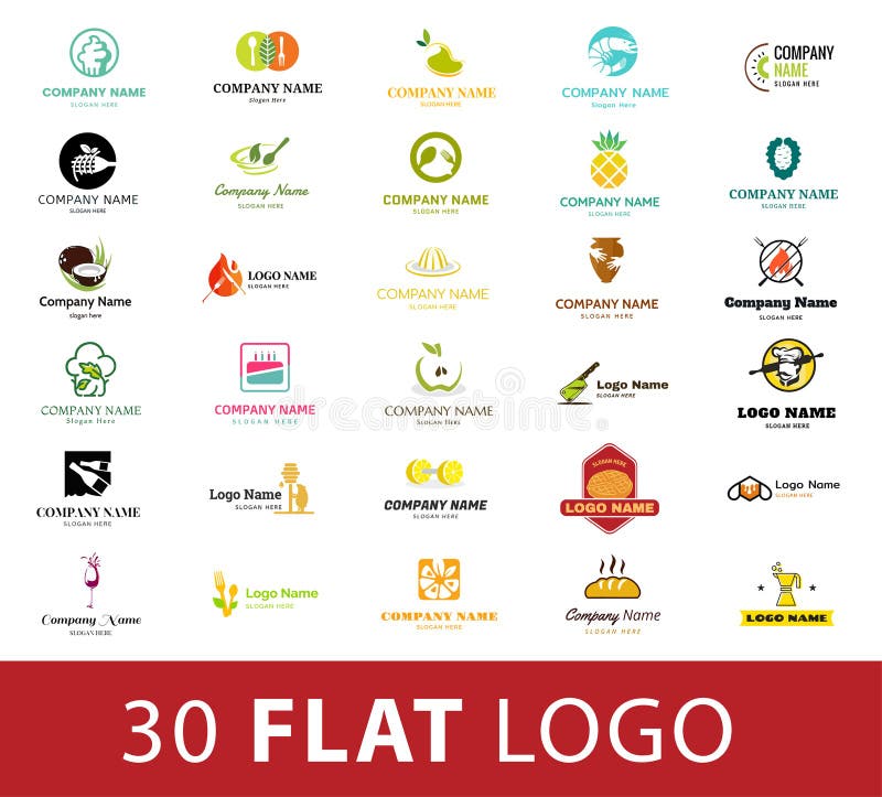 Logo Mega Collection. Food and Drink Vector Logo Set on Various Topics ...