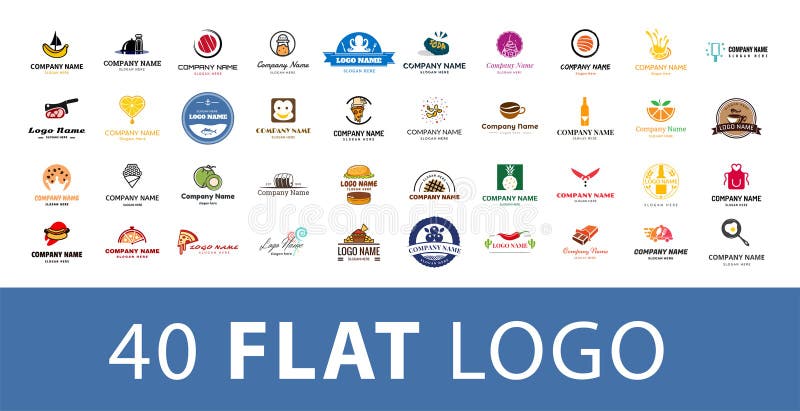 Logo Mega Collection. Food and Drink Vector Logo Set on Various Topics ...