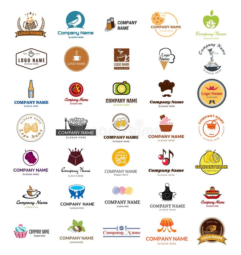 Logo Mega Collection. Food and Drink Vector Logo Set on Various Topics ...