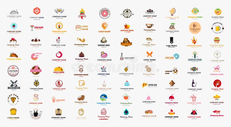 Logo Mega Collection. Food and Drink Vector Logo Set on Various Topics ...