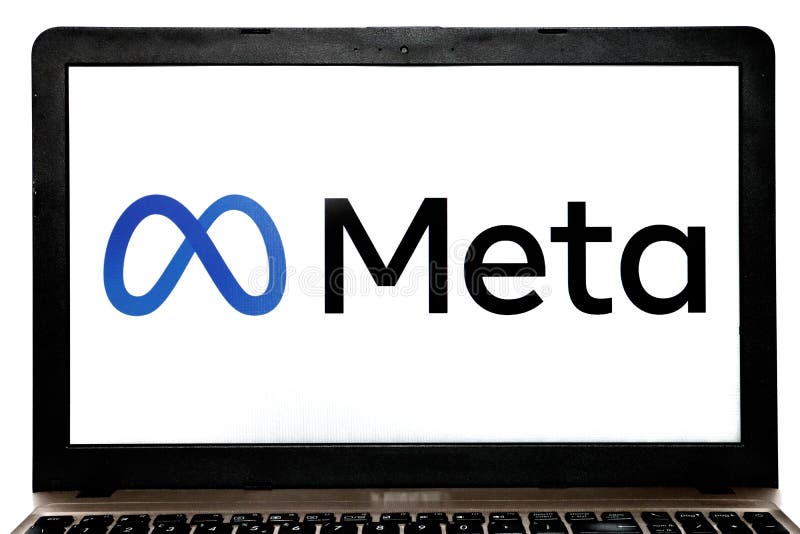 Logo of Meta on the Display. Meta is a Social Technologies Company`s ...
