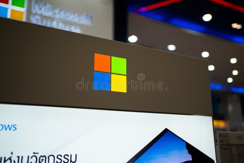 Laptop Computer Showing Its Screen with Microsoft Windows Logo on ...