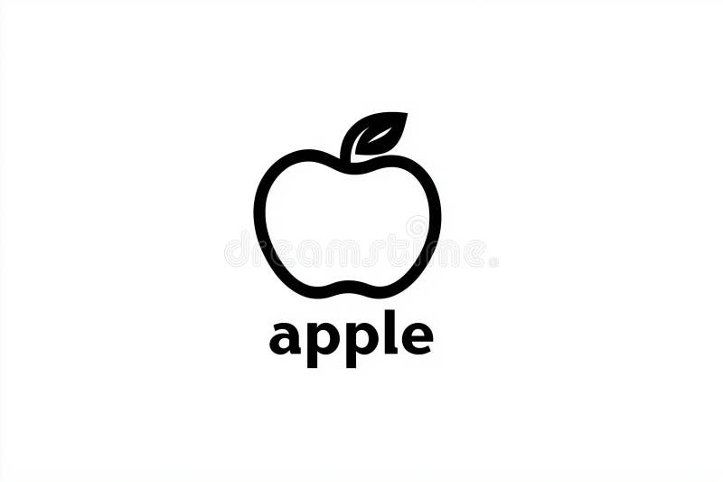 Logo: Minimalist Line Art Vector Logo of a Single Apple with the Text ...