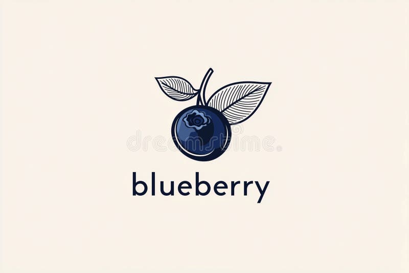 Logo: Minimalist Line Art Vector Logo of a Single Blueberry with the ...