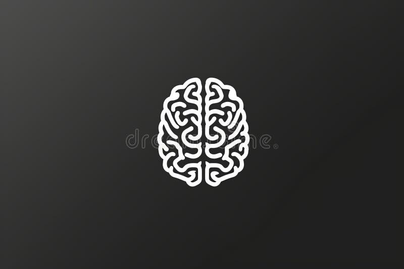 Logo with a Minimalist White Brain Design Stock Illustration ...